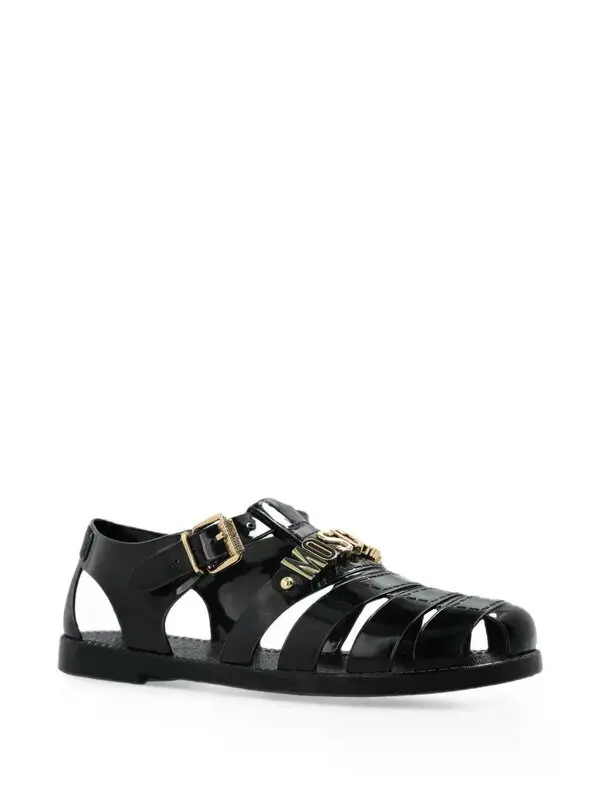 Moschino Plaque Cage Sandals - Black