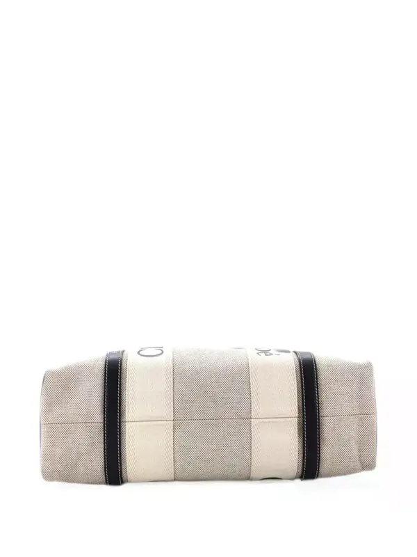 Chloé Woody Canvas With Leather Medium Tote Bag