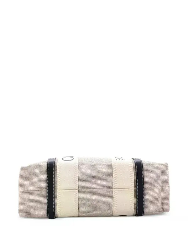 Chloé Woody Canvas With Leather Medium Tote Bag