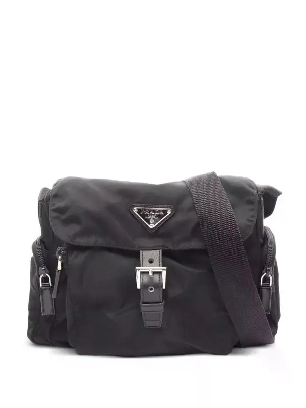 Prada 2000s Triangle-logo Cross Body Bag - Black