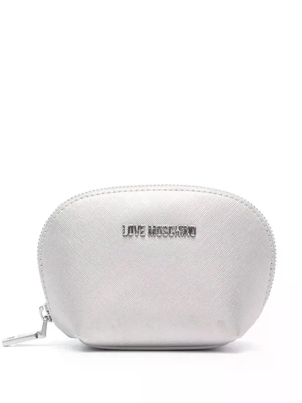 Moschino Logo Plaque Faux Leather Makeup Bag