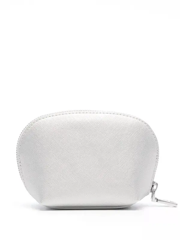 Moschino Logo Plaque Faux Leather Makeup Bag