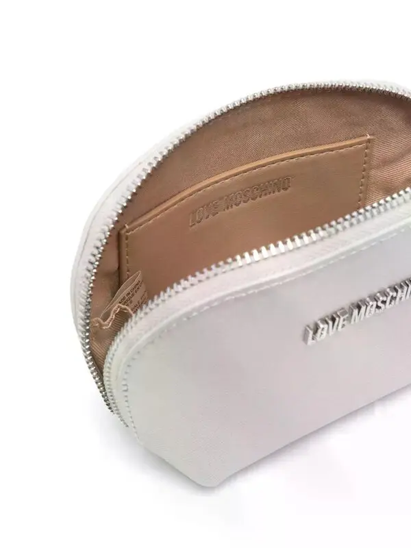 Moschino Logo Plaque Faux Leather Makeup Bag