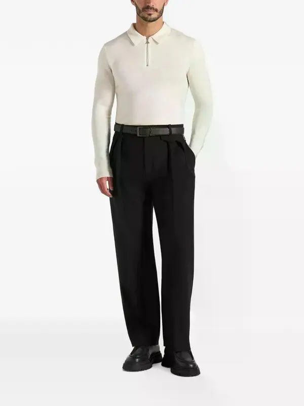 Manière De Voir Long Sleeve Polo Top With Zip Off White