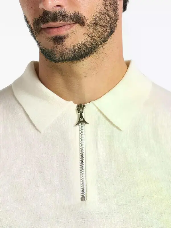 Manière De Voir Long Sleeve Polo Top With Zip Off White