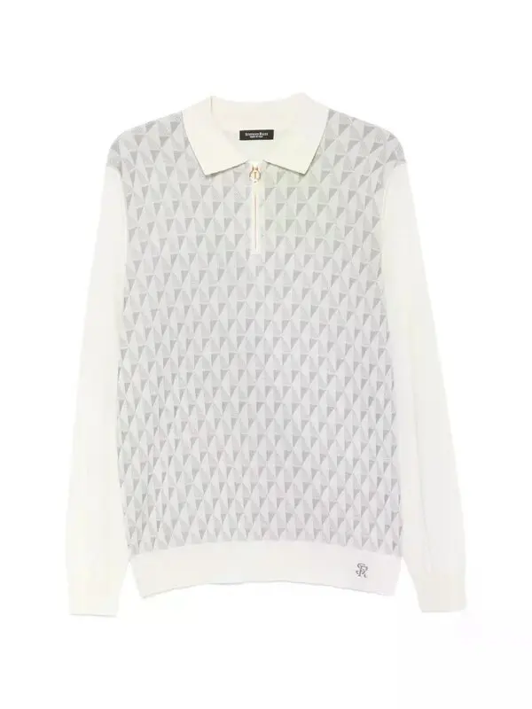 Stefano Ricci Geometric-pattern Long-sleeve Polo Shirt