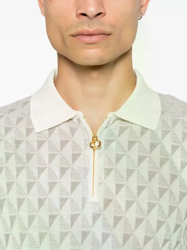 Stefano Ricci Geometric-pattern Long-sleeve Polo Shirt