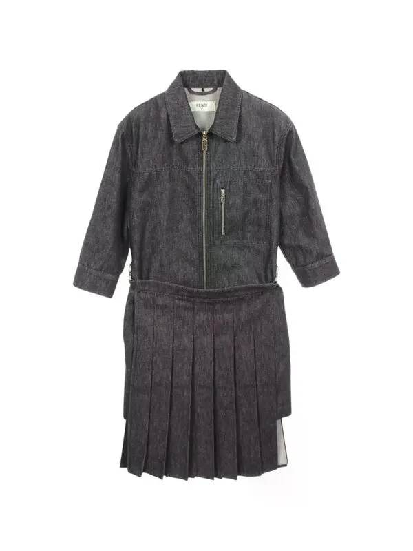 Fendi Pleated Zip-up Dress - Grey