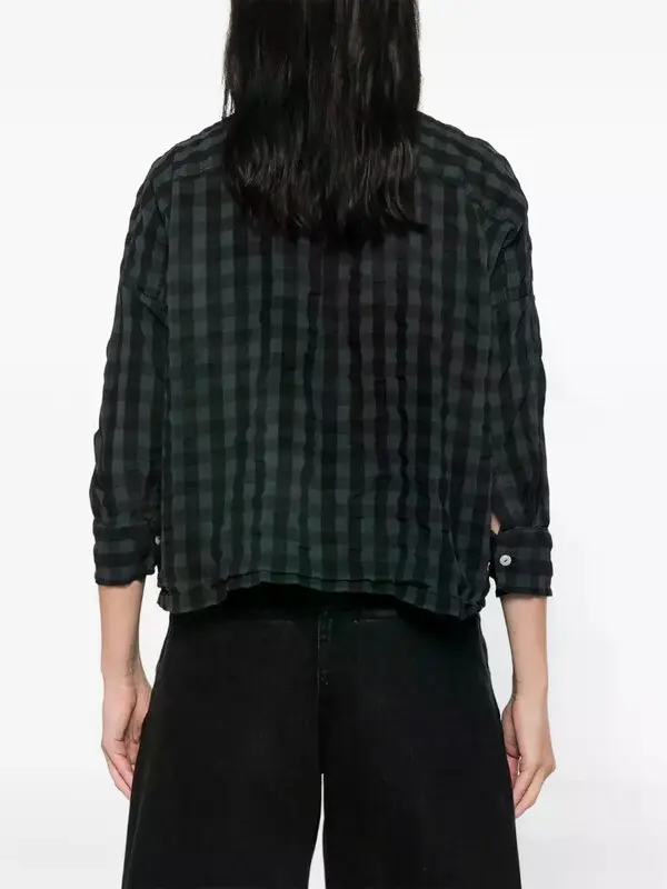 RICORRROBE Gingham Pattern Ruffled Detail Shirt