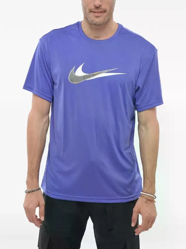 Nike Stacked Swoosh Logo-print T-shirt - Blue