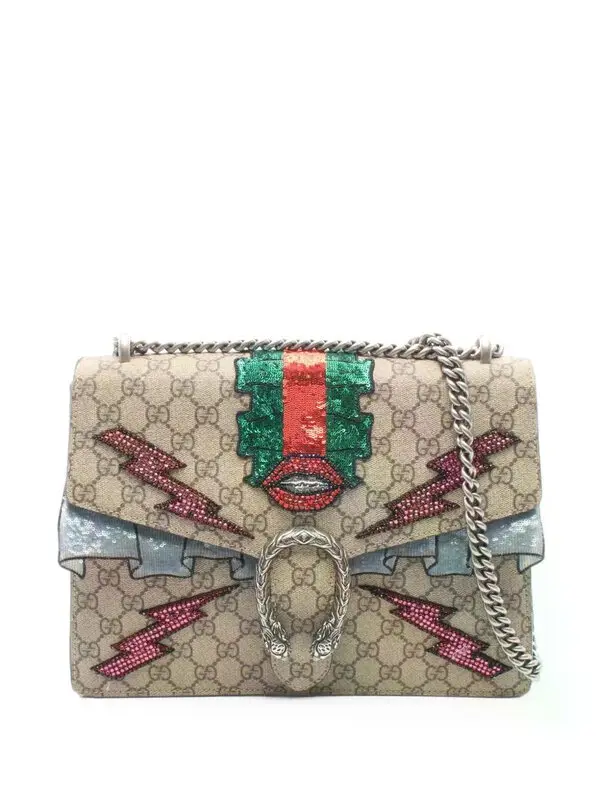 Gucci Dionysus Gg Supreme Shoulder Bag With Sequin And Rhinestone Embellishments