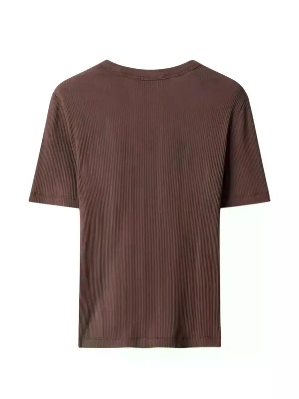 Maison Kitsuné Baby Fox Logo-embroidered Ribbed T-shirt - Brown