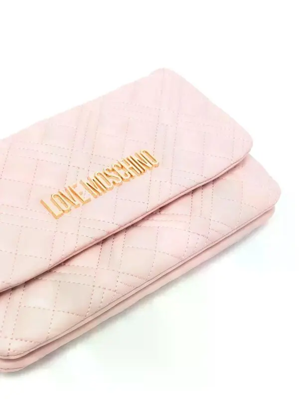 Moschino Logo Plaque Quilted Crossbody Bag