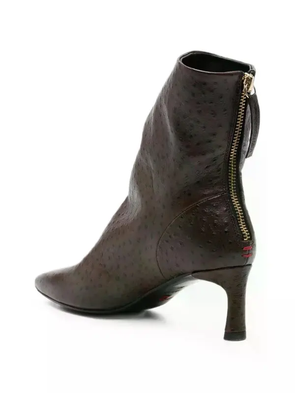 HALMANERA Ostrich-effect Pointed-toe Ankle Boots
