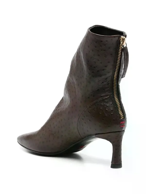 HALMANERA Ostrich-effect Pointed-toe Ankle Boots