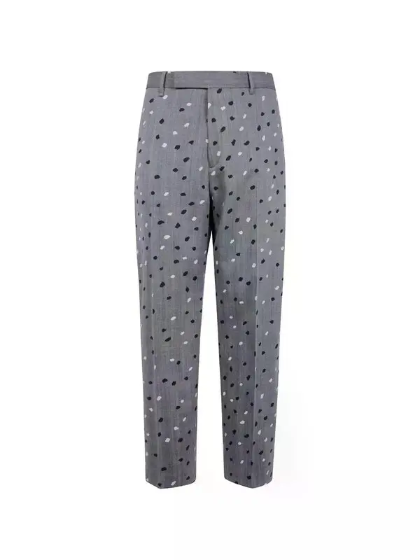 Paul Smith Relaxed-fit Herringbone Polka Dot Trousers - Grey