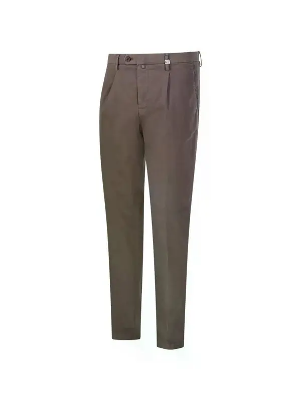 MYTHS Pleated Tapered-leg Trousers - Brown