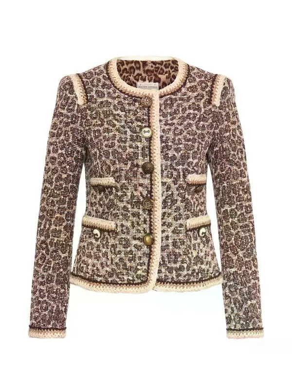 MAISON COMMON Leo Animal-print Tweed Jacket - Brown