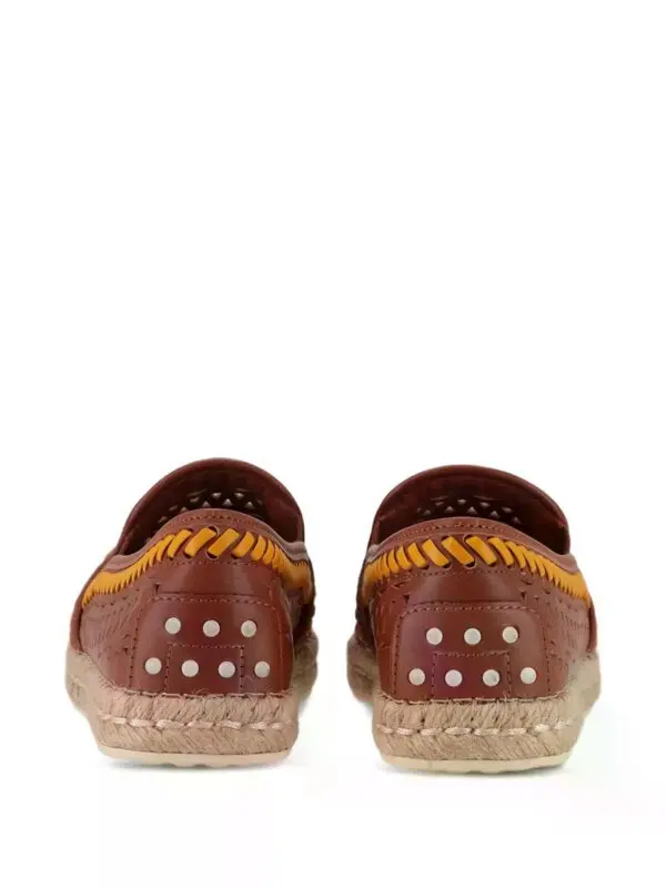 TOD'S Perforated Whipstitch Loafers - Brown