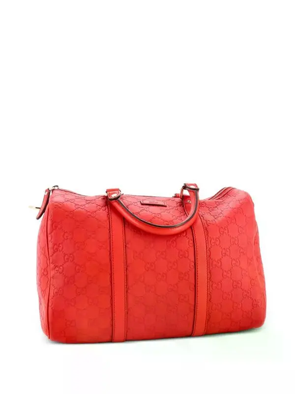 Gucci Embossed Leather Medium Boston Bag - Red