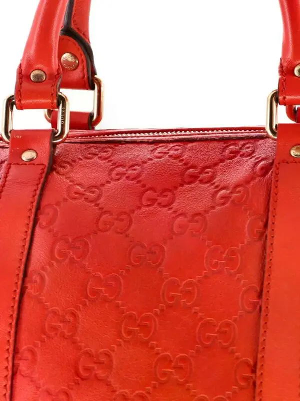 Gucci Embossed Leather Medium Boston Bag - Red