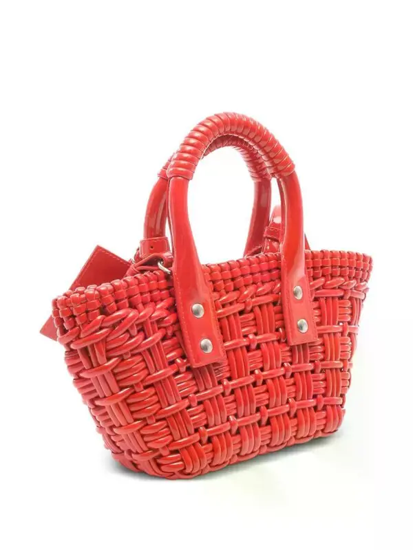 Balenciaga Woven Bistro Basket Handbag - Red