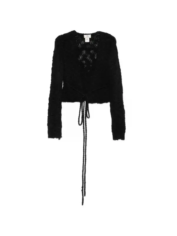 Fendi 1990s Tie-fastening Textured-knit Cardigan