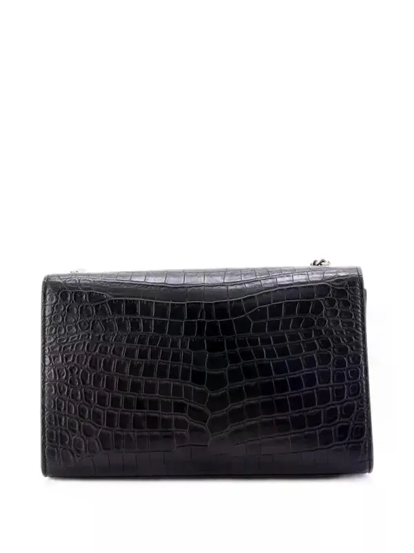 Saint Laurent Classic Monogram Tassel Crocodile Embossed Leather Medium Crossbody Bag