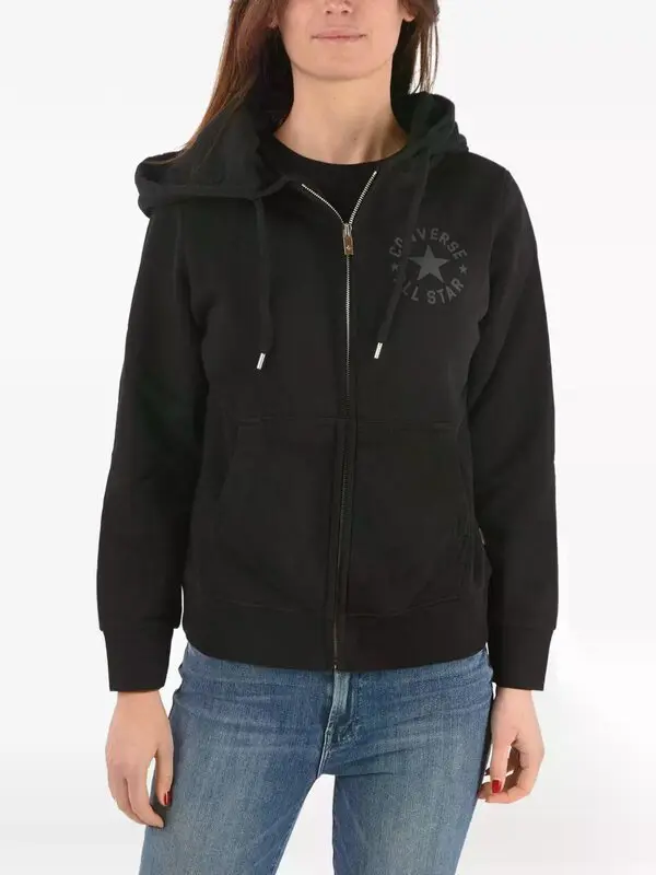 CONVERSE Logo-print Zip-up Hoodie - Black