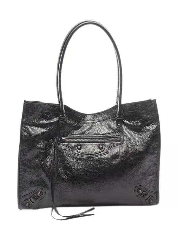 Balenciaga 20th Century Medium Leather Le City Tote Bag - Black