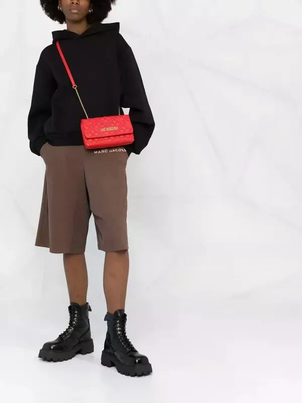 Moschino Quilted Logo Plaque Crossbody Bag
