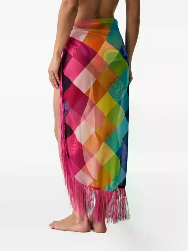 Kurt Geiger Fringe-trim Checked Sarong