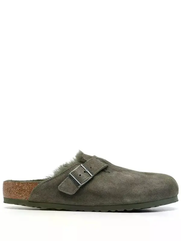 BIRKENSTOCK Boston Suede Slippers - Green