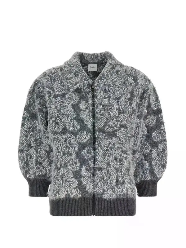 NUDE Jacquard-knit Zip-up Cardigan