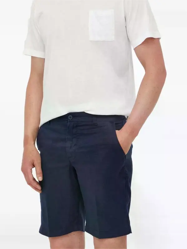 BENETTON Navy Linen Chino Shorts With Side Pockets