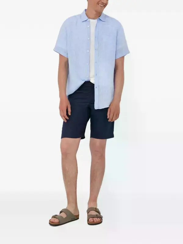 BENETTON Navy Linen Chino Shorts With Side Pockets - Blue