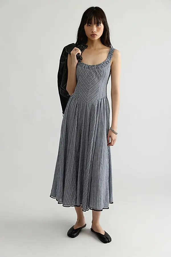 Free People Iris Plaid Midi Dress