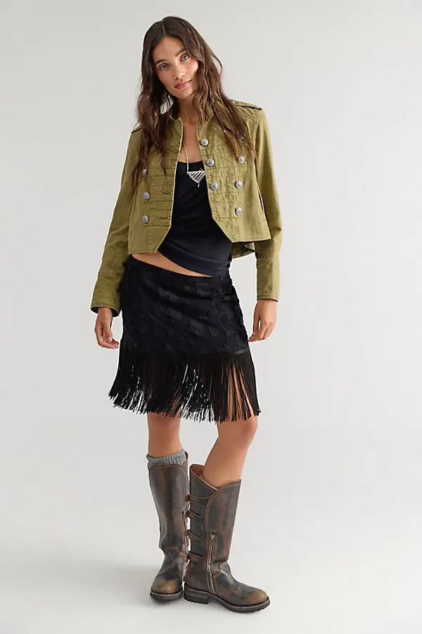 NIGEL PRESTON Micro Mini Fringe Skirt