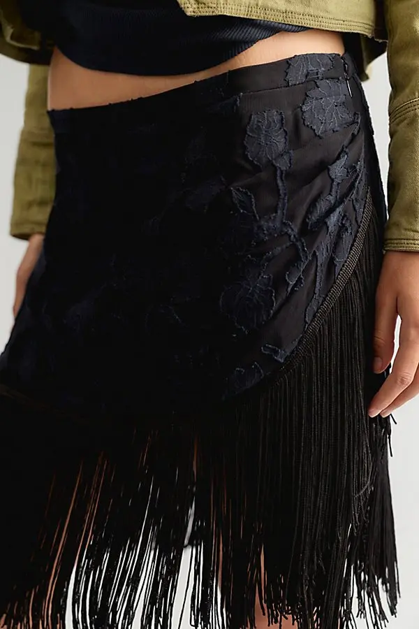 NIGEL PRESTON Micro Mini Fringe Skirt