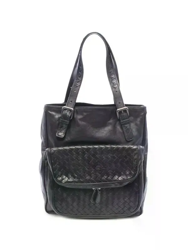 Bottega Veneta 2000s Intrecciato Pocket Tote Bag - Black