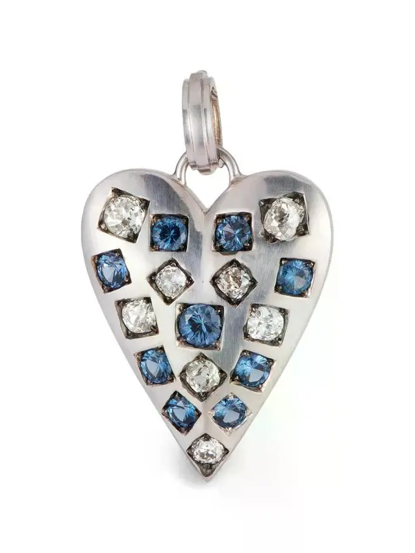 SYLVA & CIE Diamond And Sapphire Heart Pendant