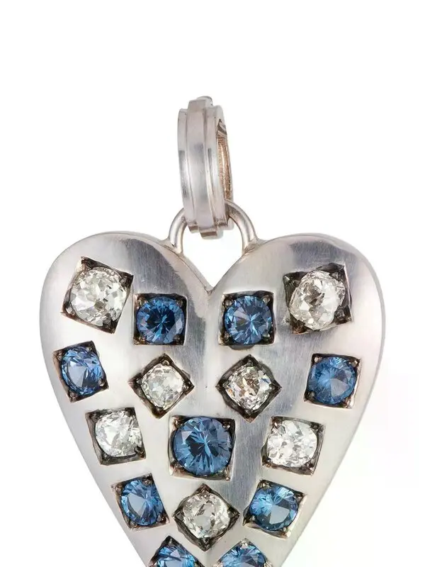 SYLVA & CIE Diamond And Sapphire Heart Pendant
