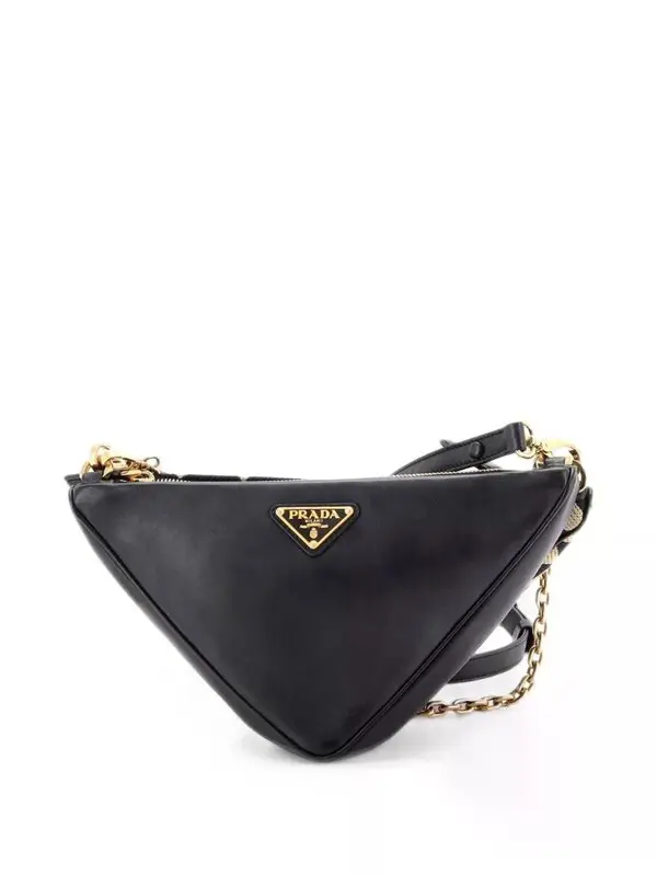 Prada Double Symbole Triangle Bag Leather And Jacquard Mini Shoulder Bag