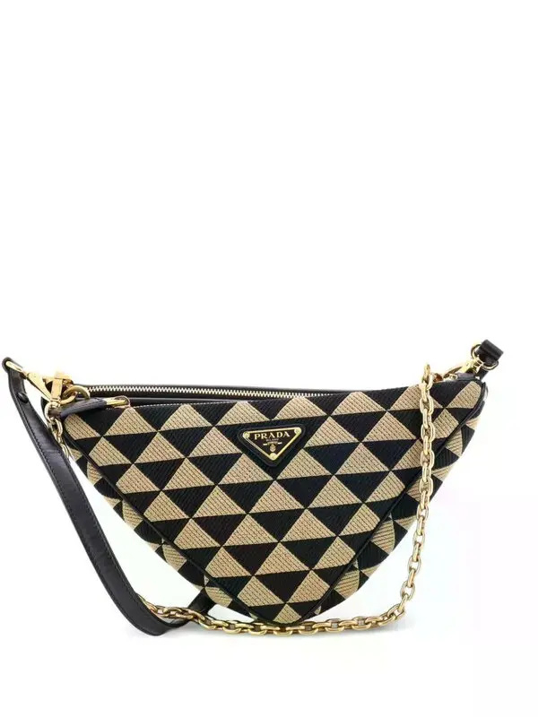 Prada Double Symbole Triangle Mini Shoulder Bag - Black