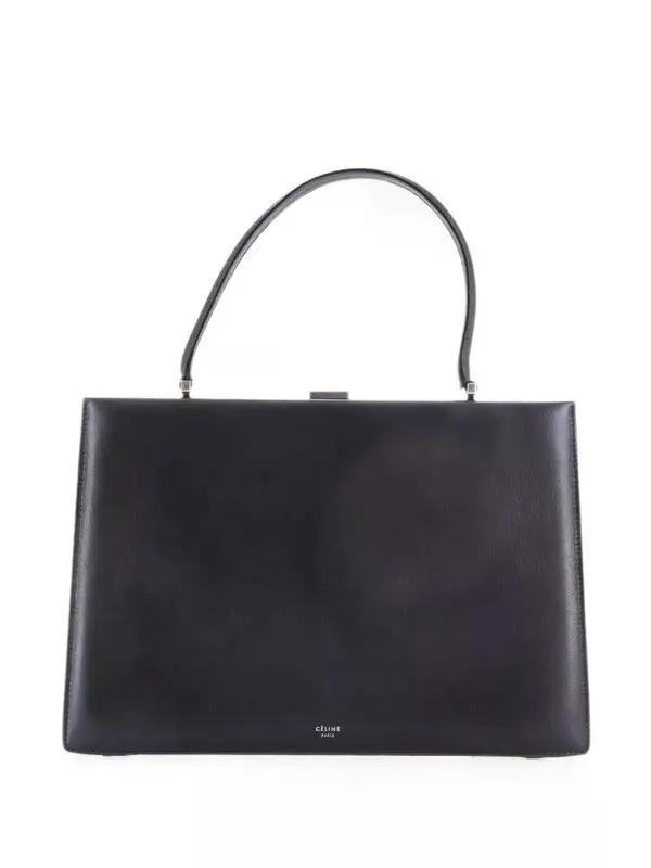 Celine Clasp Top Handle Bag Leather Medium Satchel