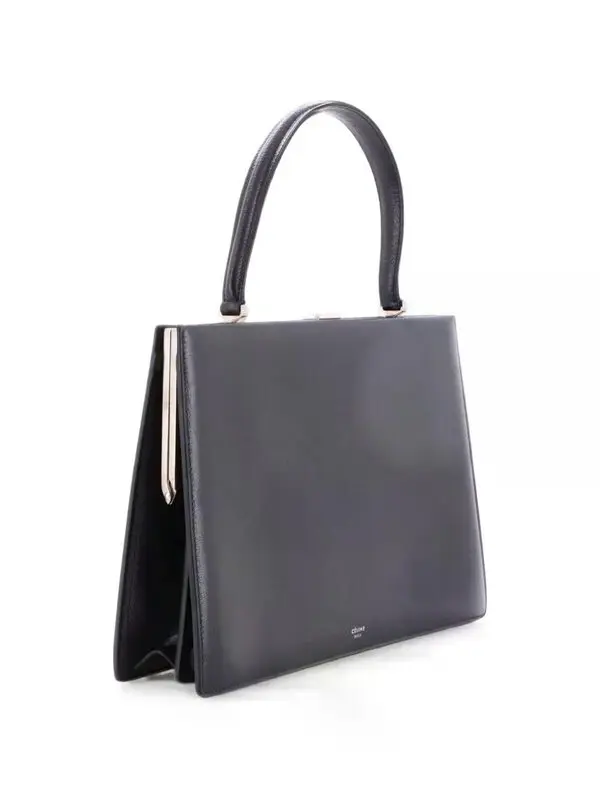 Celine Clasp Top Handle Bag Leather Medium Satchel