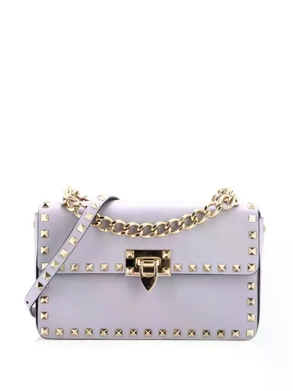 Valentino Garavani Rockstud Chain Flip Lock Flap Bag Leather Medium Shoulder Bag