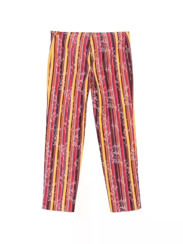 ROMEO GIGLI 1990s Floral-print Striped Trousers