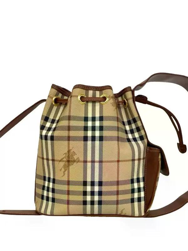 Burberry 20th Century Haymarket Check Coated Canvas Drawstring Bucket Bag