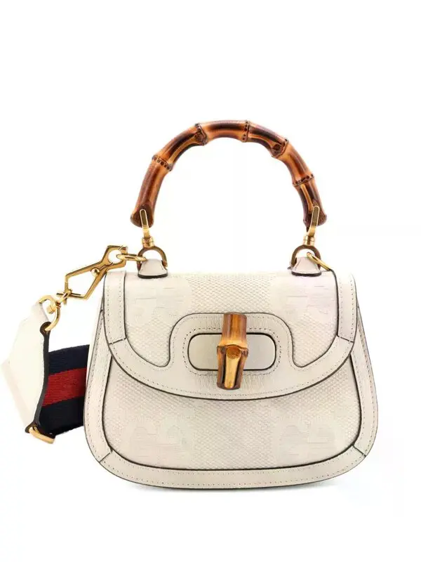 Gucci Bamboo 1947 Jumbo Gg Canvas Mini Top Handle Bag - Neutrals